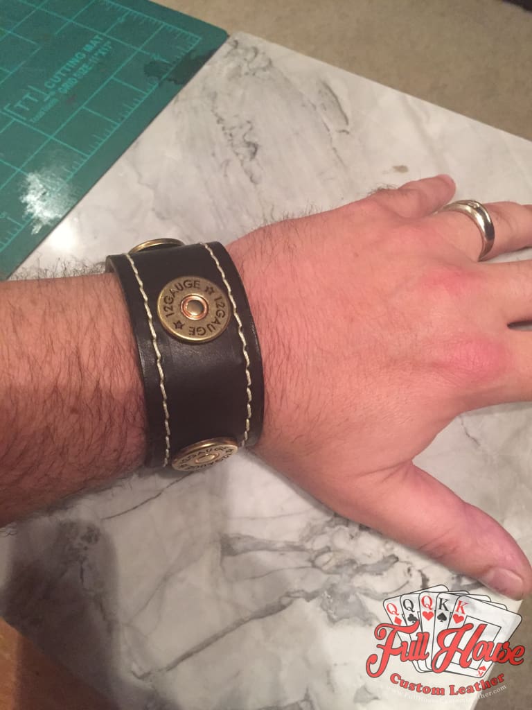 12-Gauge Shotgun Shell - Custom Leather Wrist Cuff – Full House Custom ...